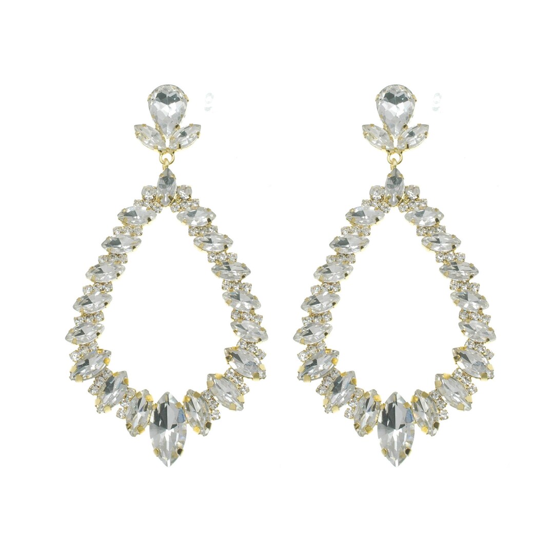 Rhinestone Crystal Earring Chandelier Prom Bridal Statement - Etsy