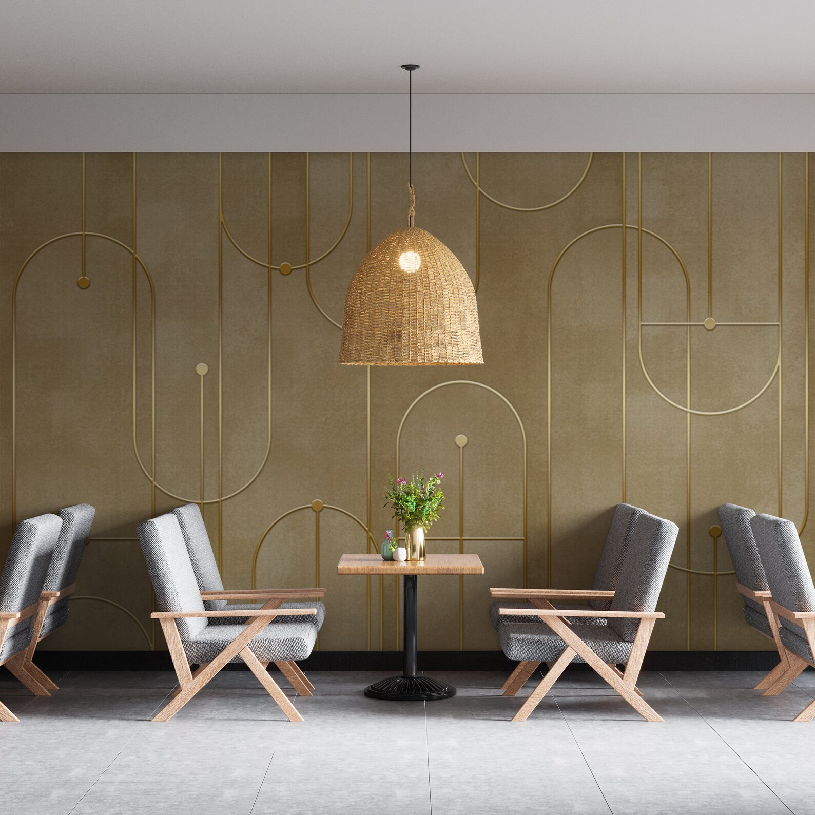 Geometric Brown Wallpaper Gold Design Wallpaper Background | Etsy