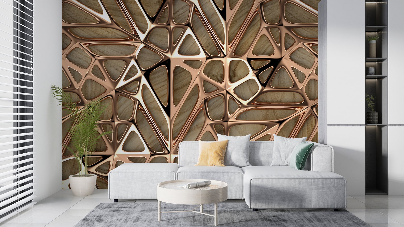 Gold Geometric Wallpaper Living Room Wall Art Peel and - Etsy