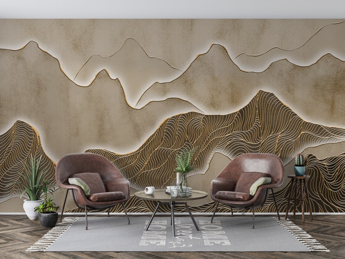 Brown Textured Wallpaper Pattern Wallpaper Mountain - Etsy