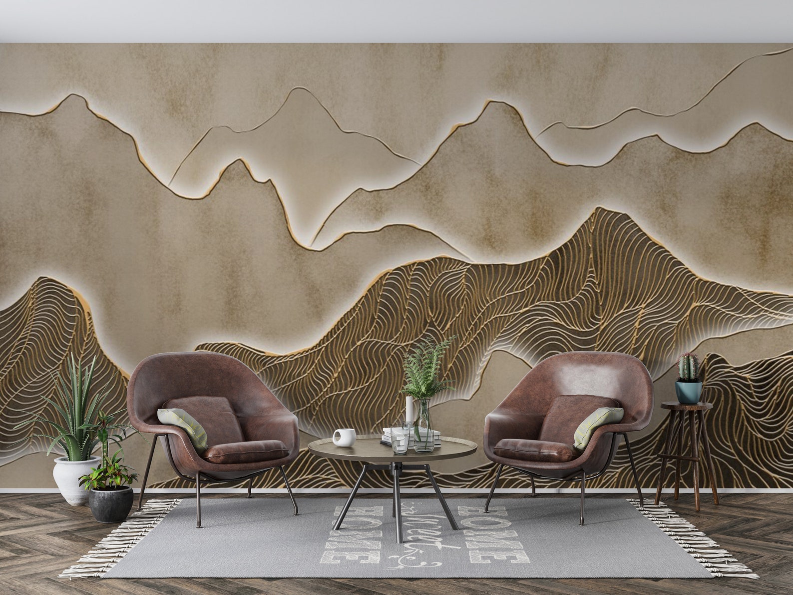 Brown Textured Wallpaper Pattern Wallpaper Mountain - Etsy