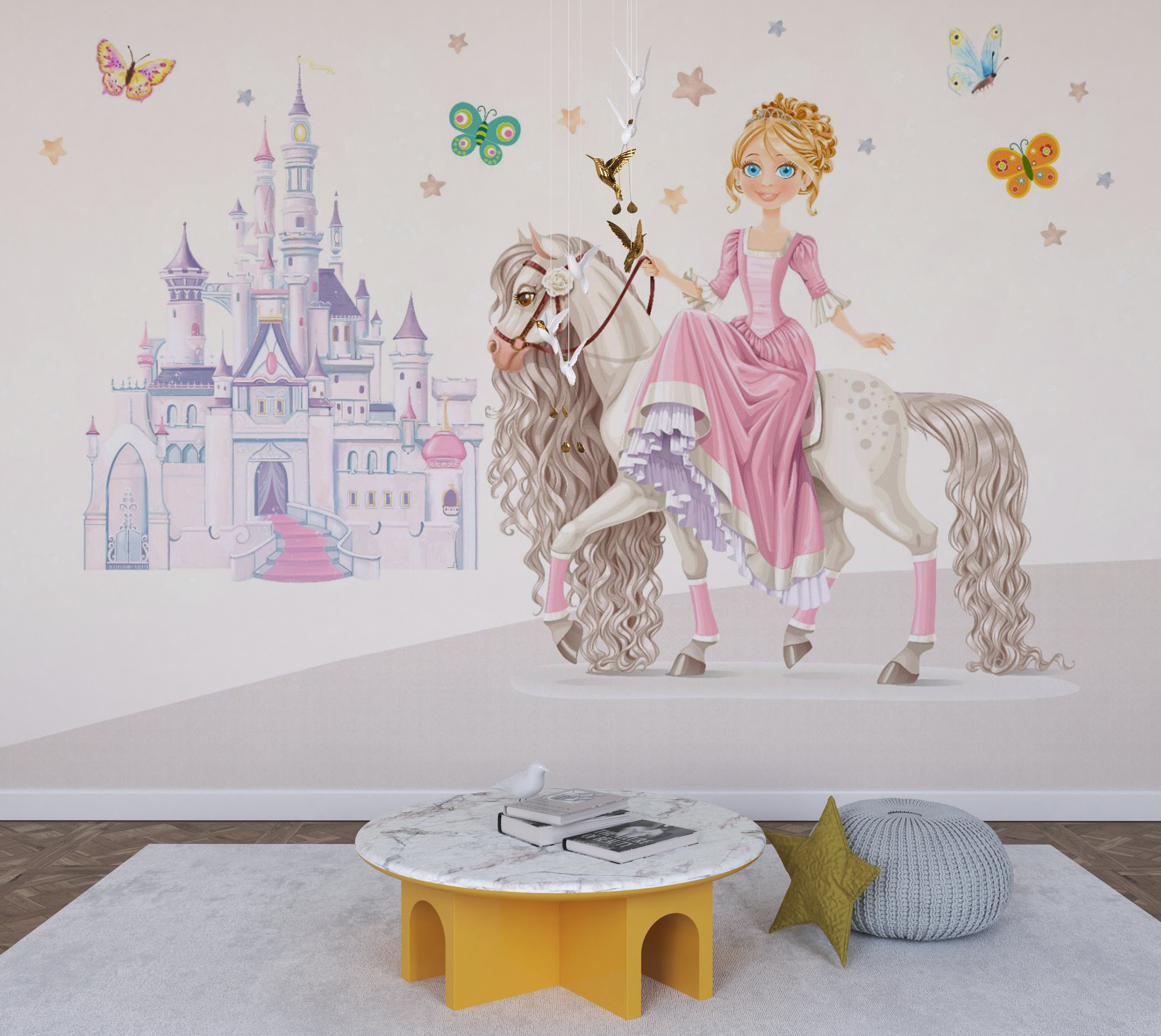 Princess Wallpaper Girls Room Wallpaper Nursery Peel and - Etsy