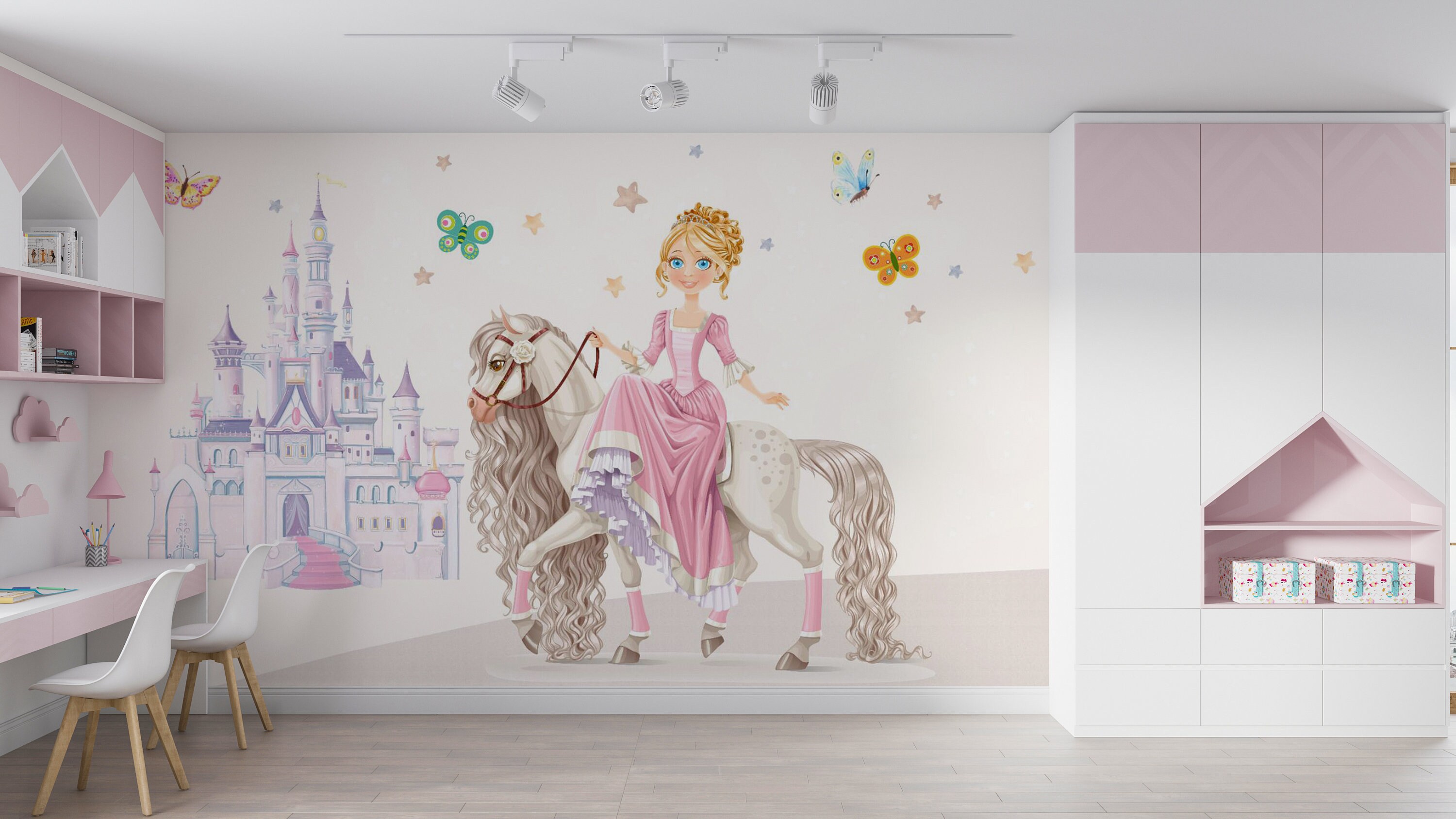 Princess Wallpaper Girls Room Wallpaper Nursery Peel and - Etsy