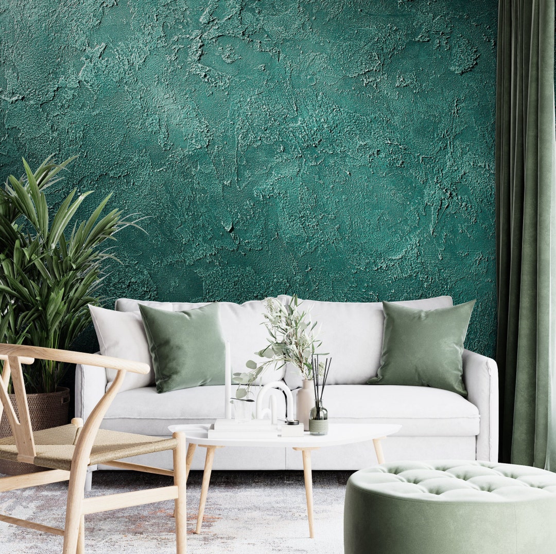 Green Background Concrete Wallpaper, Living Room Wallpaper, Self ...