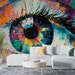 Colorful Eye Painting Wallpaper, Living Room Wallpaper, Removable Wall ...