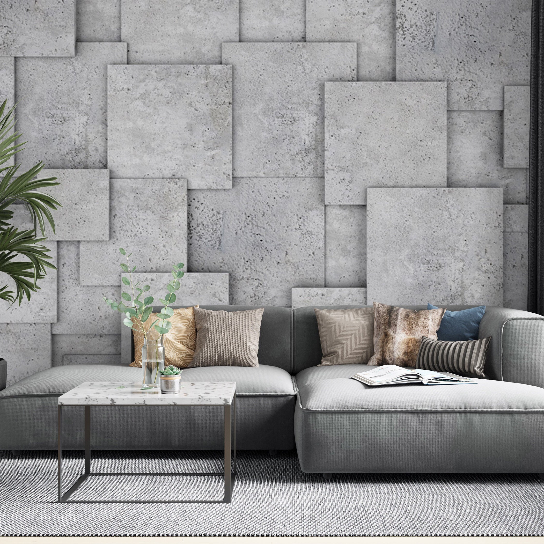 3D Stone Wallpaper: Art Deco Textured Peel and Stick Wall Mural - Etsy