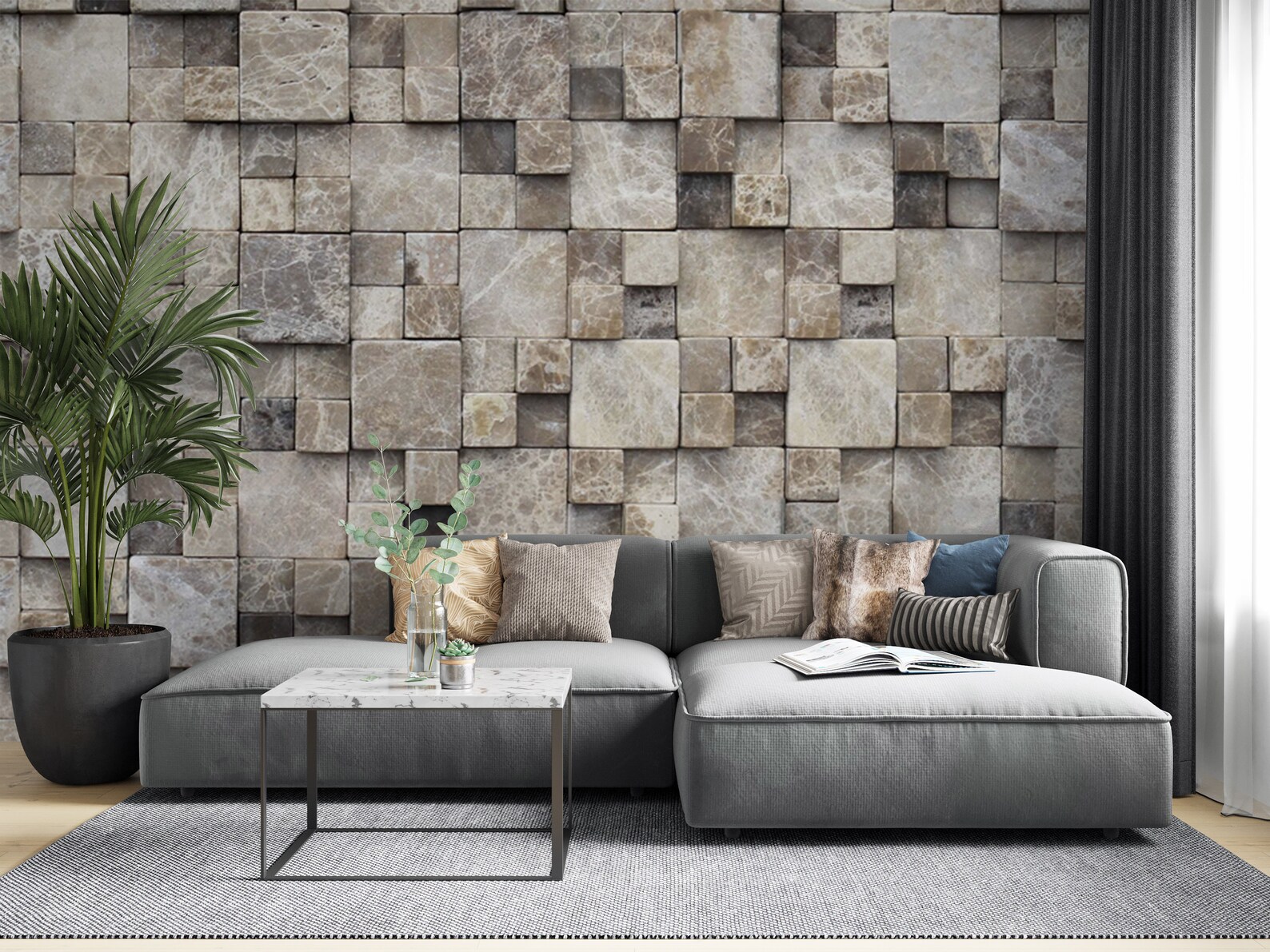 3d Stone Wallpaper Art Deco Textured Wall Mural Industrial - Etsy