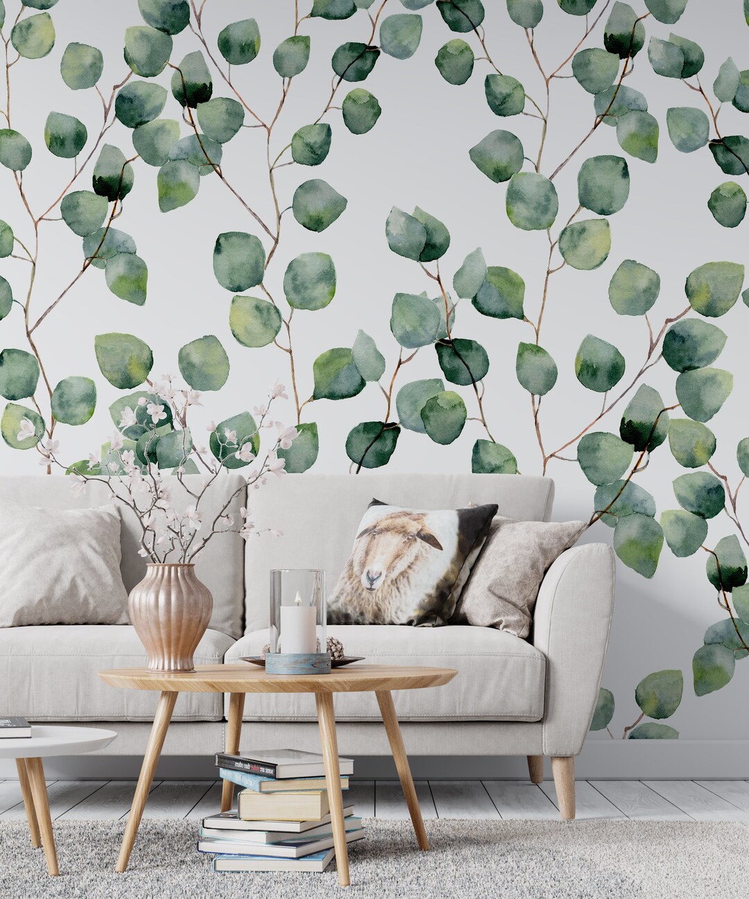 Green Pattern Floral Wallpaper Fabric Wallpaper Peel and - Etsy