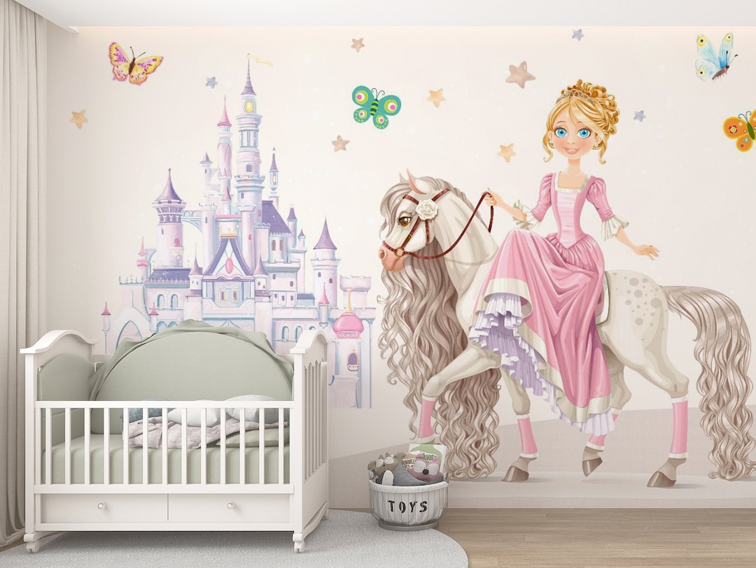 Princess Wallpaper, Girls Room Wallpaper, Nursery Peel and Stick ...