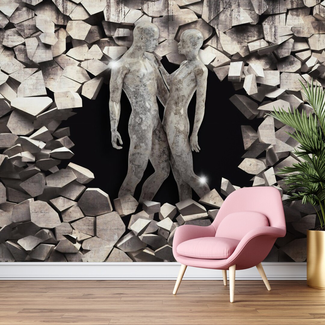 Woman Man Body Stone Art Background Dance Colourful Modern Design ...