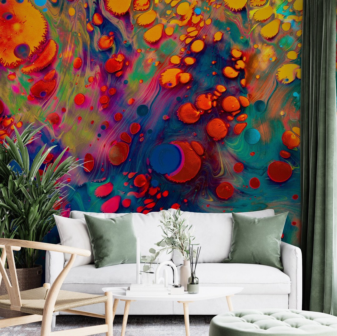 Colorful Art Wallpaper: Removable Fabric Wall Mural - Etsy