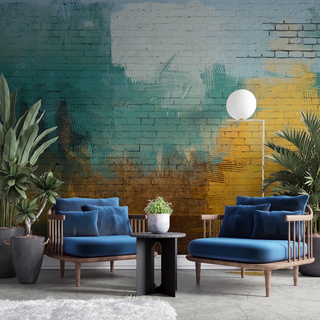 Art Deco Brick Wallpaper, Vintage Brick Wall Mural, Industrial Old ...