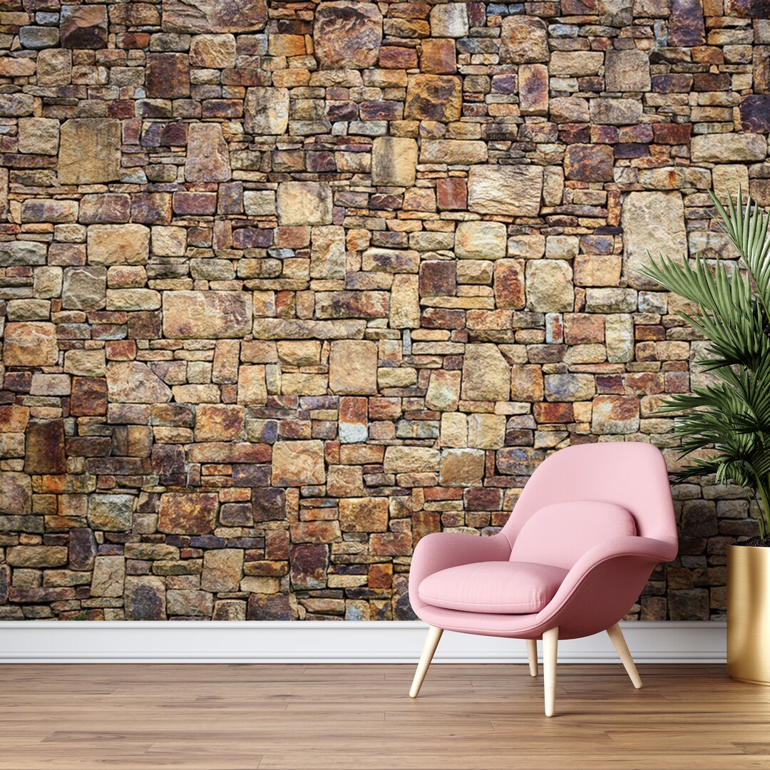Antiquing 3d Stone Wallpaper, Art Deco Textured Wall Mural, Industrial Old Stone Peel and Stick ...
