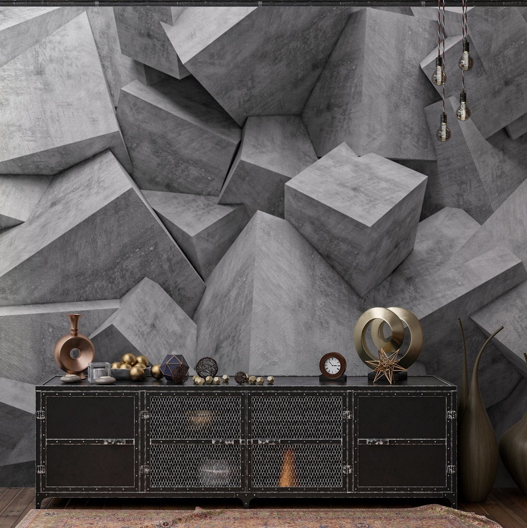 Concrete Block Wallpaper, 3d Stone Wallpaper, Self Adhesive Peel and ...
