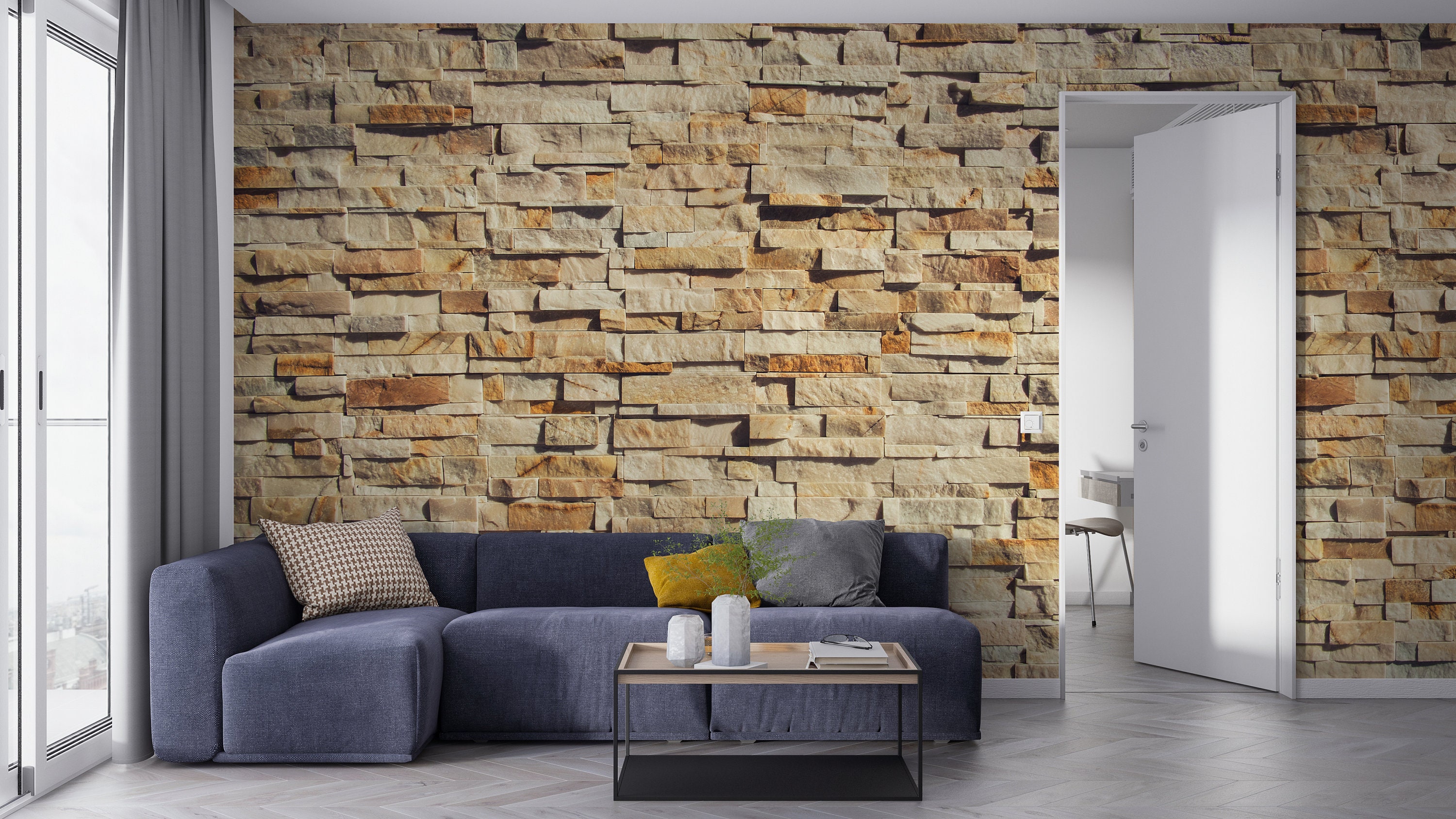 Brown Brick Wallpaper Stone Pattern Wall Mural Living Room - Etsy