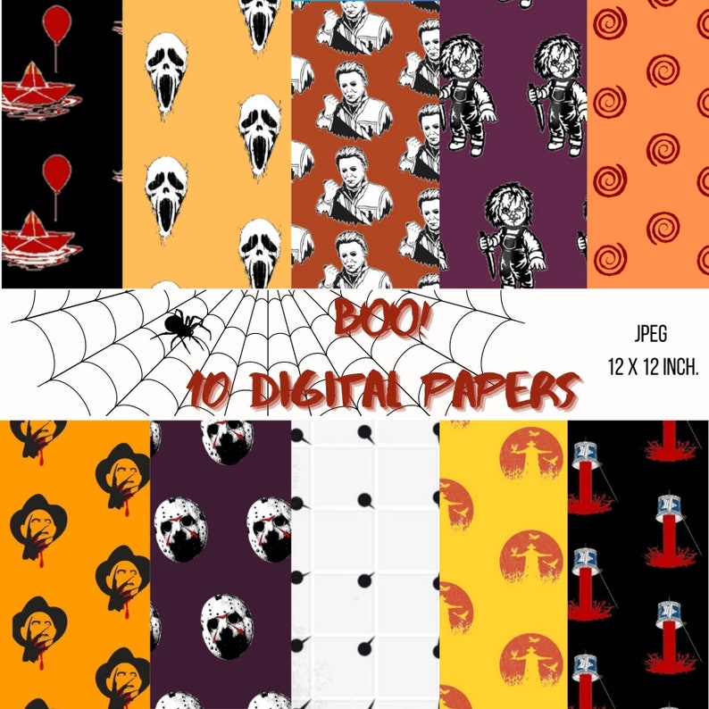 JPG October Boo Halloween Color Digital Scrapbook Paper Horror - Etsy