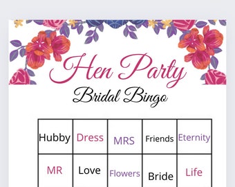 Hen Party Bingo Game - Printable PDF - Print at Home - 30 Players ...