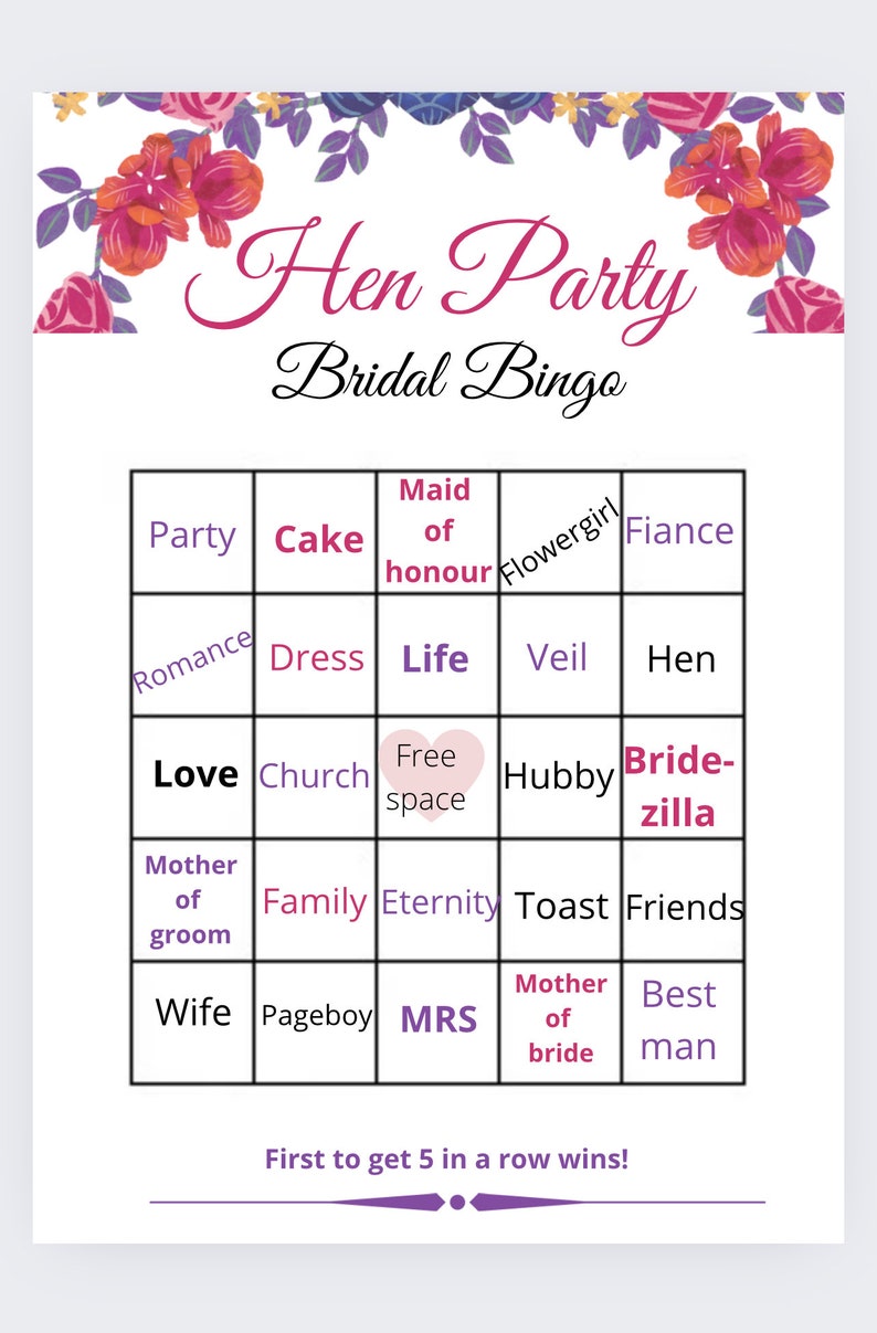 Pink Hen Party Bingo - Etsy