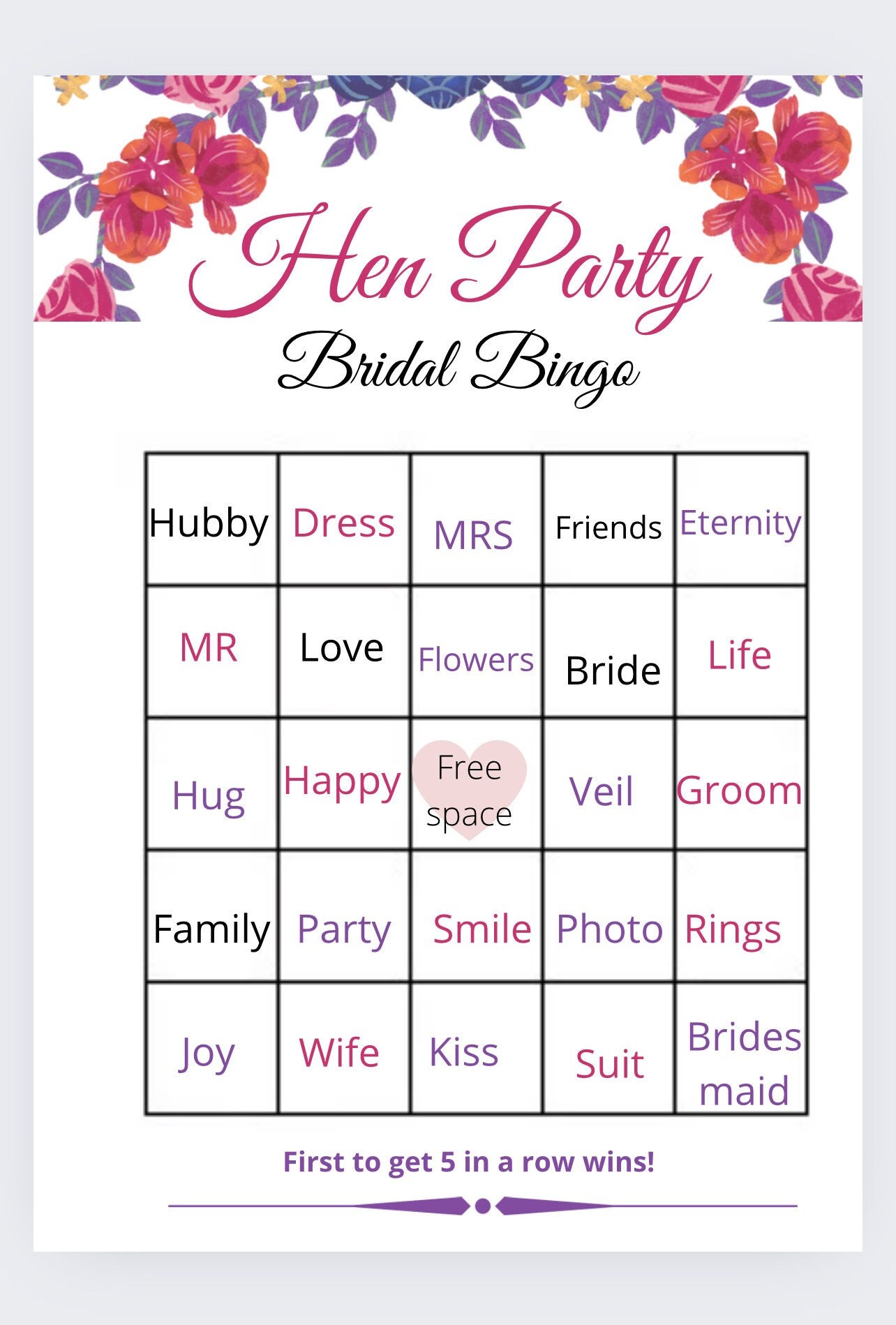 Pink Hen Party Bingo - Etsy