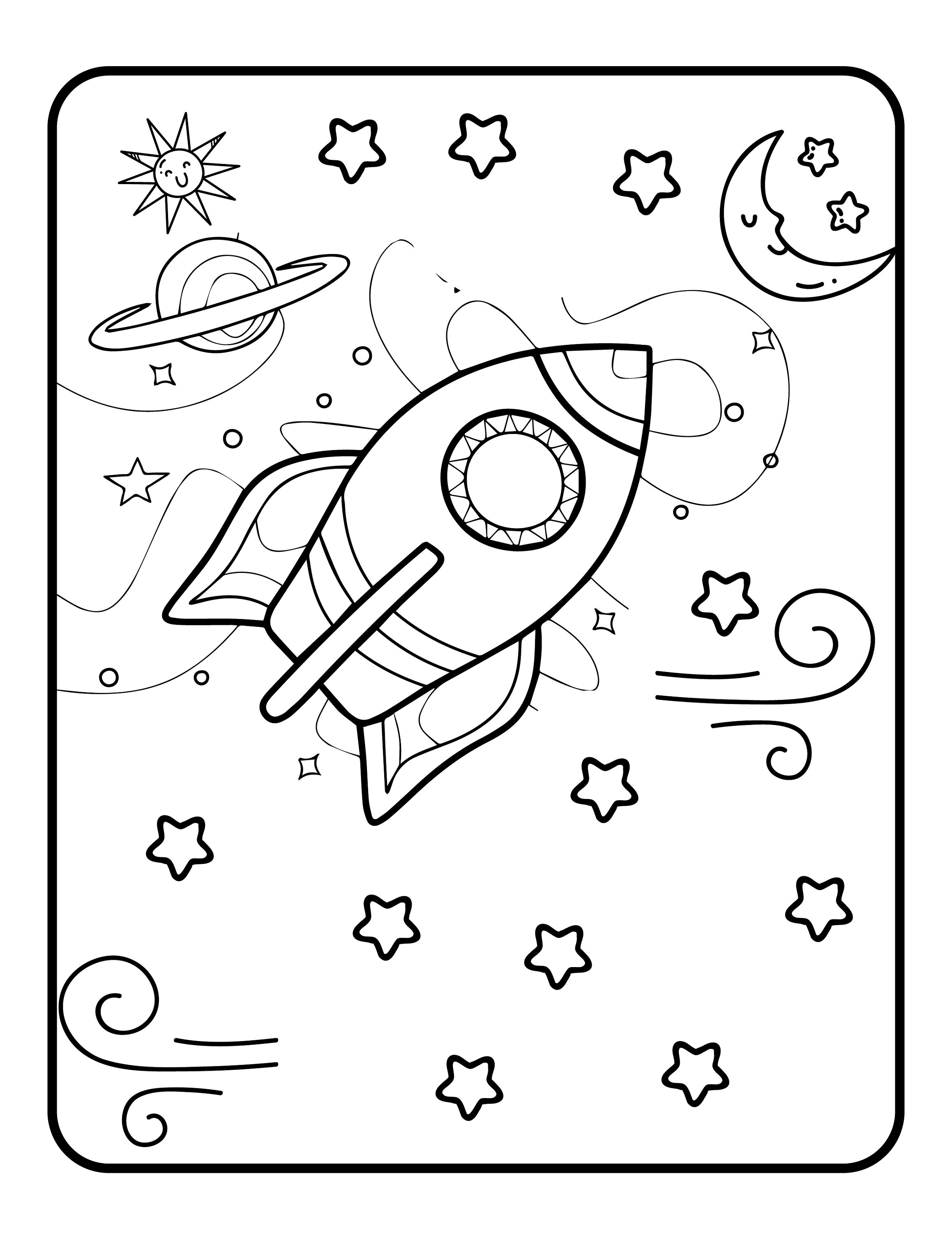 Space Coloring Pages - Etsy