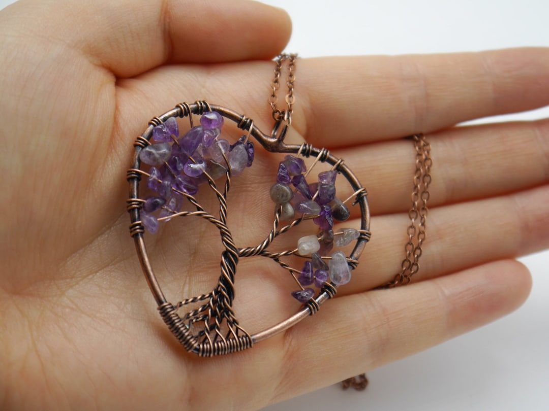 Tree of Life Heart Pendant With Chain Crystal Necklace - Etsy