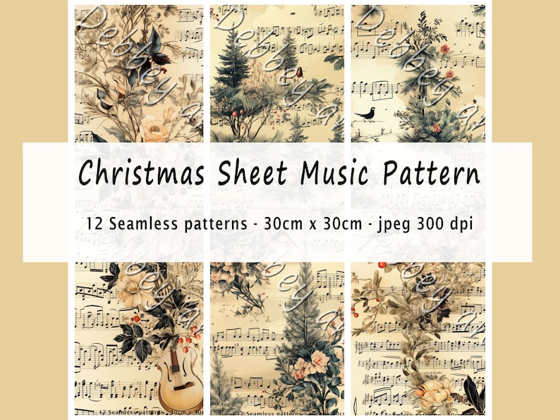 Christmas Sheet Music Digital Paper Pack – 12 Seamless Holiday Patterns ...