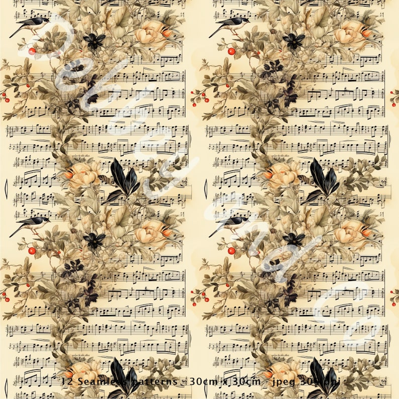 Christmas Sheet Music Digital Paper Pack – 12 Seamless Holiday Patterns ...