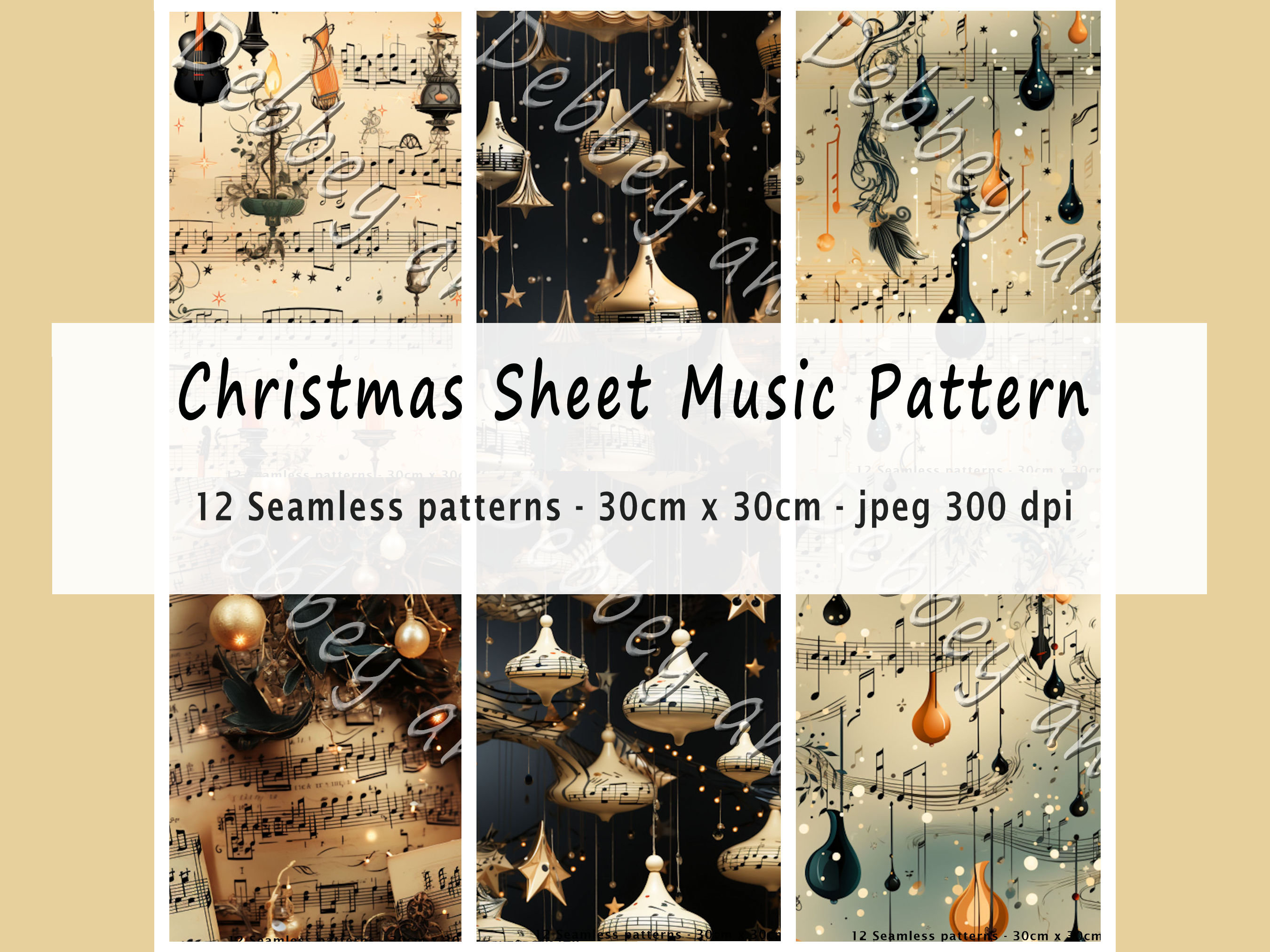 Christmas Sheet Music Digital Paper Pack – 12 Seamless Holiday Patterns ...