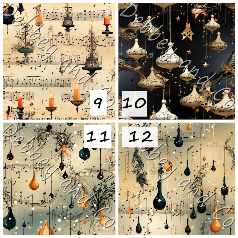 Christmas Sheet Music Digital Paper Pack – 12 Seamless Holiday Patterns ...