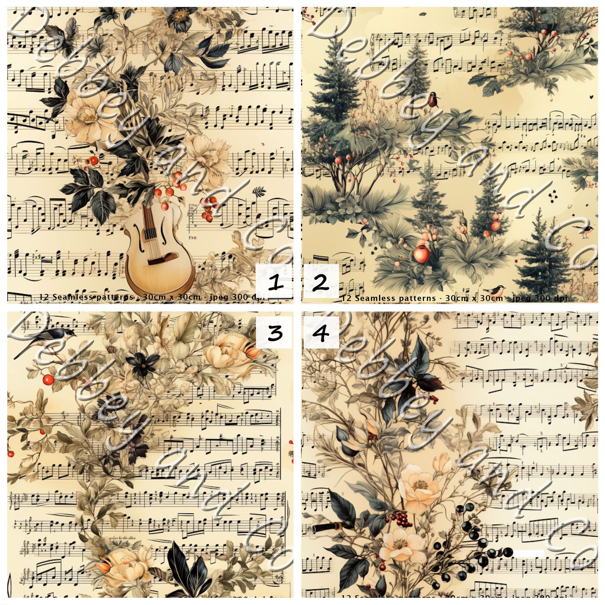 Christmas Sheet Music Digital Paper Pack – 12 Seamless Holiday Patterns ...