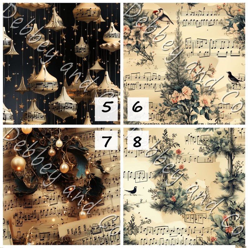 Christmas Sheet Music Digital Paper Pack – 12 Seamless Holiday Patterns ...