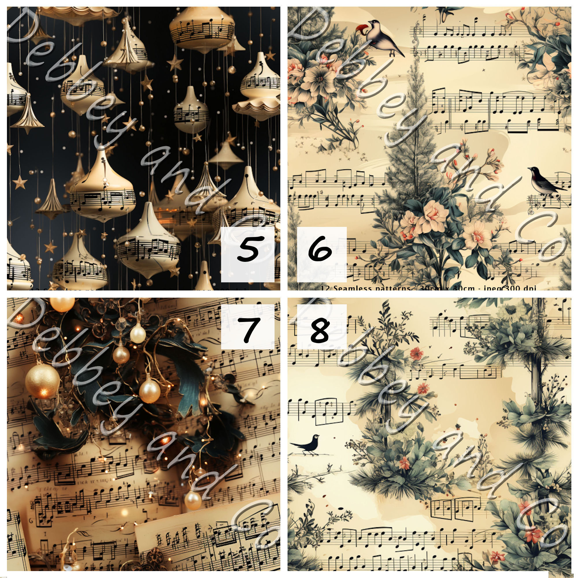Christmas Sheet Music Digital Paper Pack – 12 Seamless Holiday Patterns ...