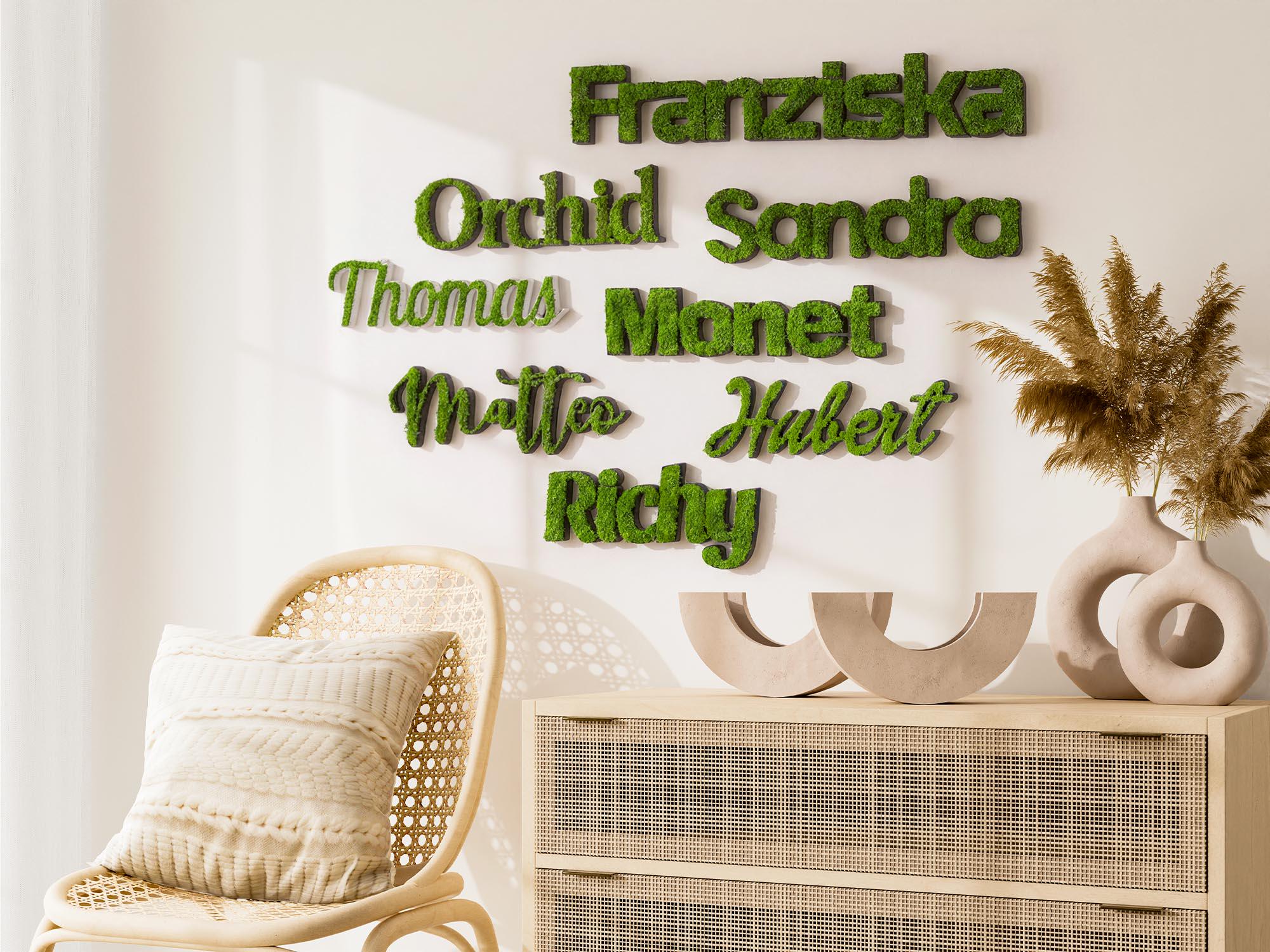 MOOSWERK Personalized Moss Door Sign With Name | Custom Moss Lettering ...