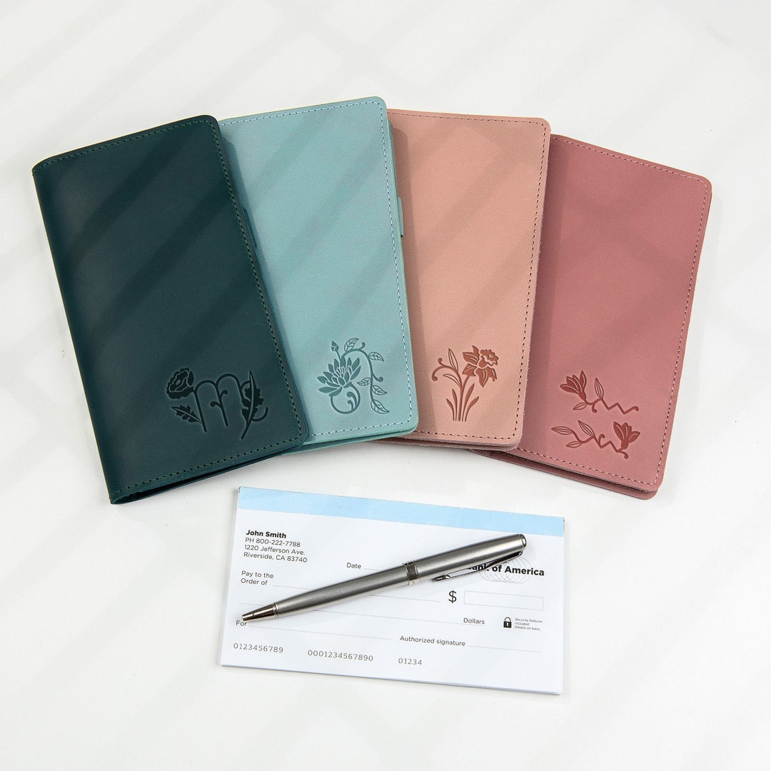 Personalized Checkbook Cover for Men, Custom Leather Checkbook Holder ...