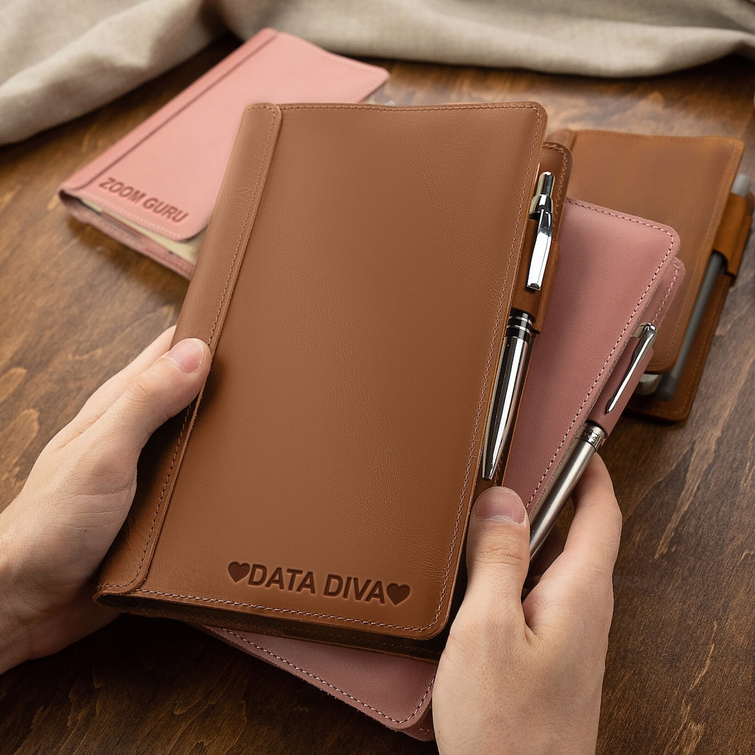 Personalized Leather Notebook Cover, Teacher Appreciation Gift, 3 Year ...