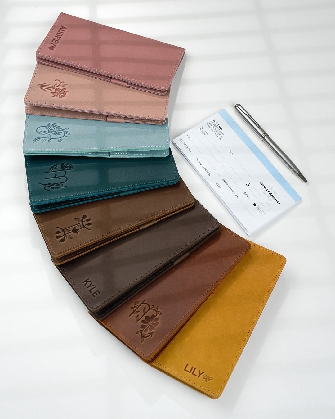 Personalized Leather Checkbook Cover, Leather Checkbook, Checkbook ...