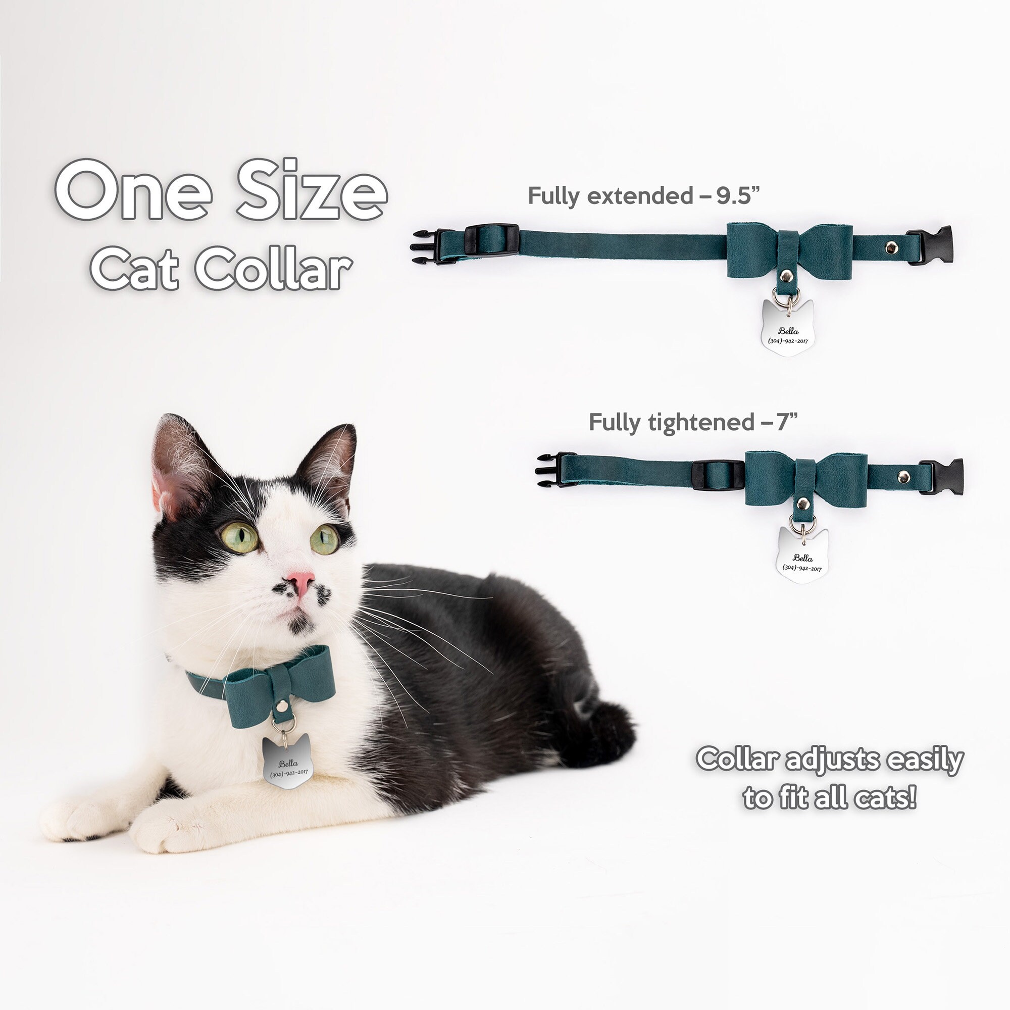 Leather Breakaway Cat Collar With Bow Tie, Custom Cat Collar ...