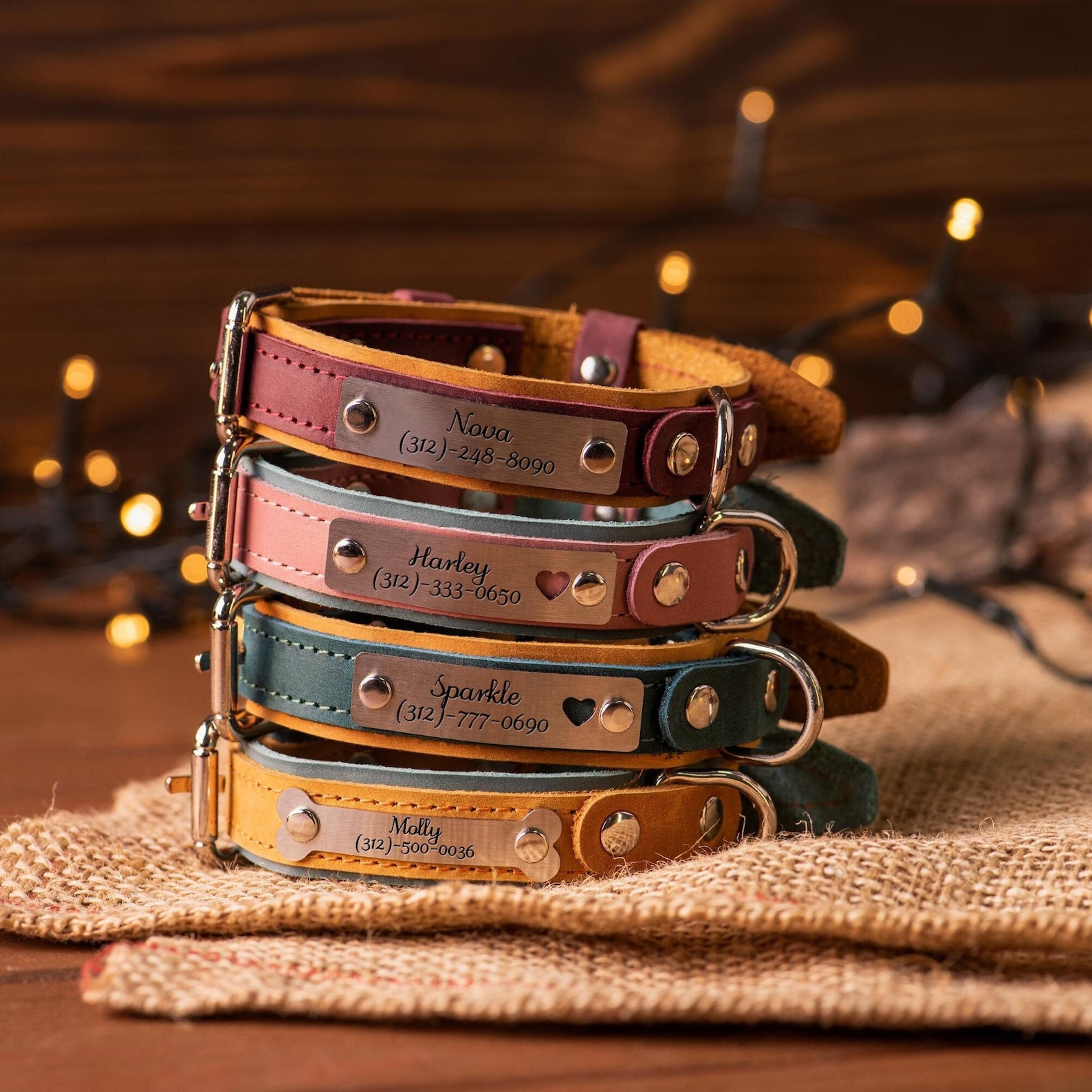 Personalized Leather Dog Collar, Leather Dog Collar With Name Plate ...