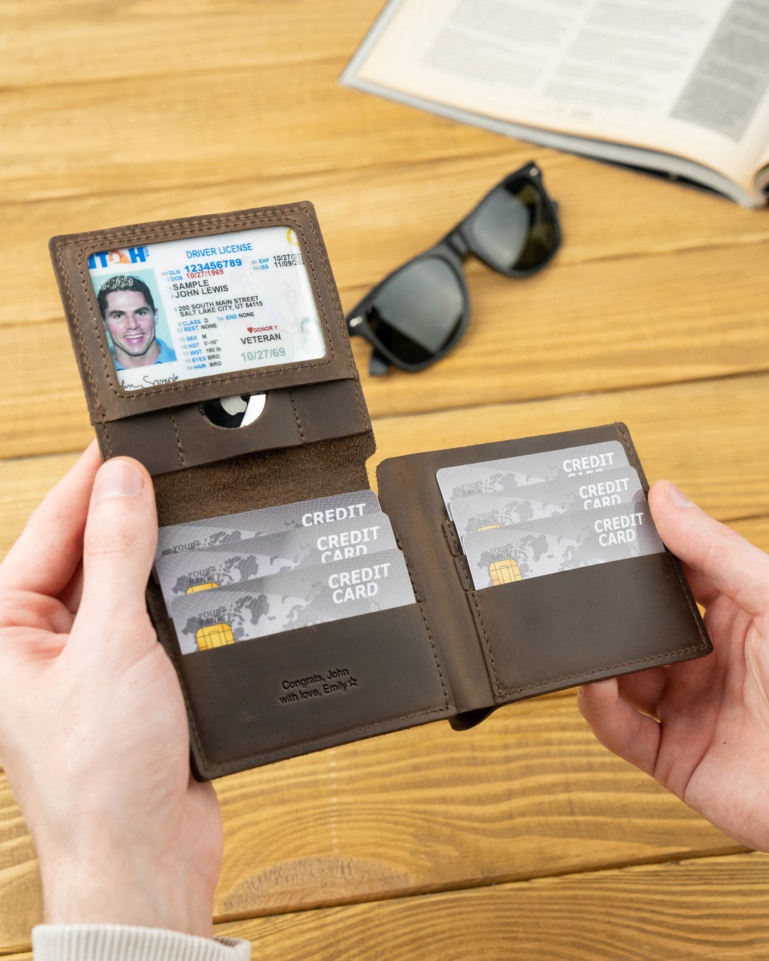 College Graduate Gift for Him, Leather Mens Wallet Airtag, Graduation ...
