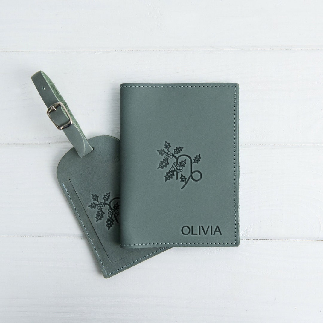 Leather Passport Holder and Luggage Tag Set, Personalized Passport ...