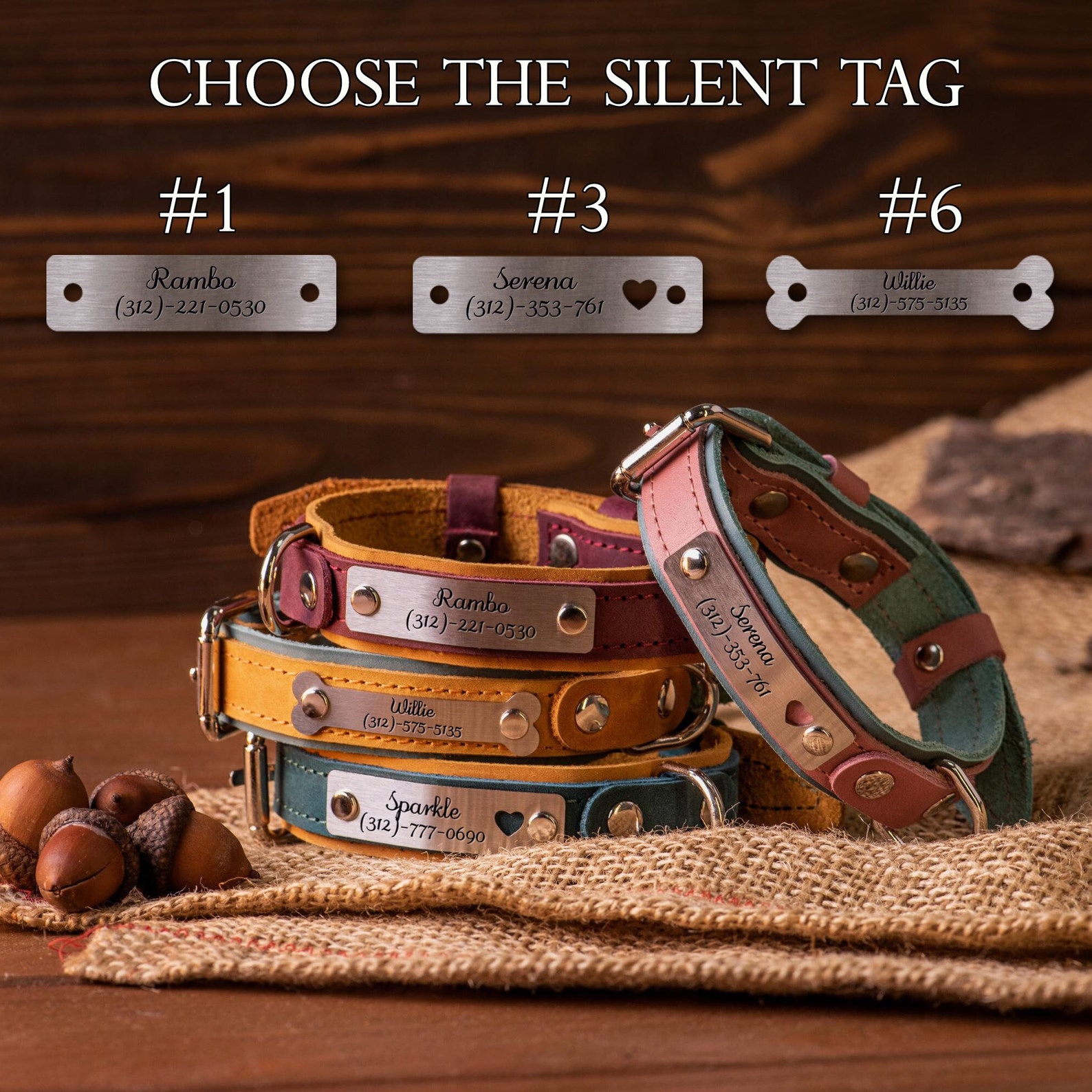 Personalized Leather Dog Collar, Leather Dog Collar With Name Plate ...