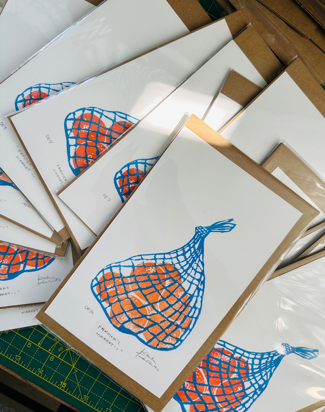 Harvest Block Print, Open Edition, Oranges, Wall Art, Gift Idea ...