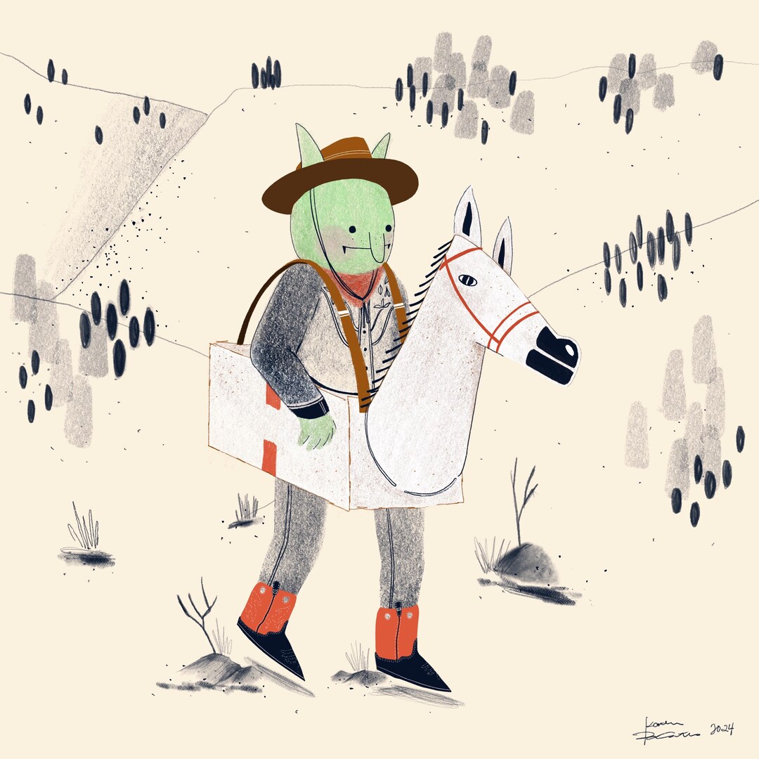 Cowboy Goblin - Illustration, Art Print, Wall Art, Gift Idea, Square ...