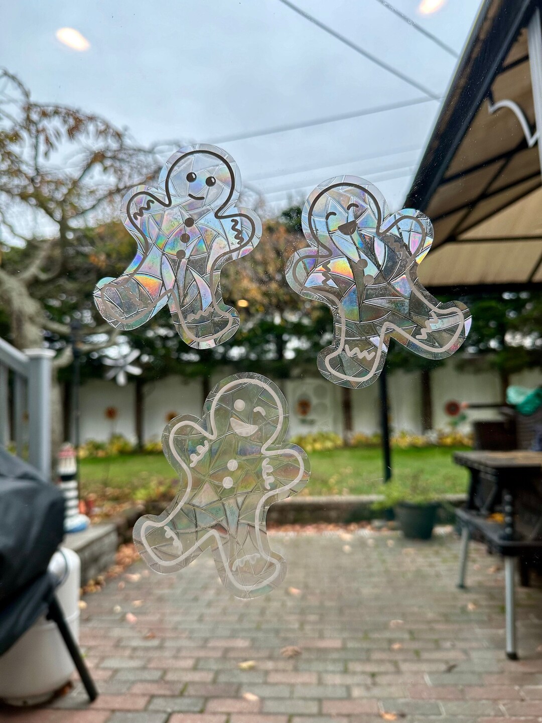 Gingerbread Suncatcher Window Clings | Reusable Removable Stained Glass ...