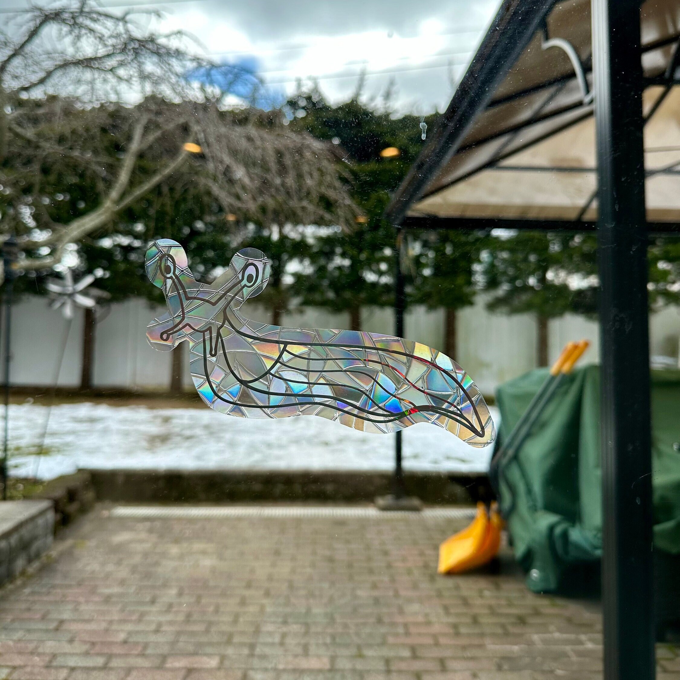 Rainbow Banana Slug Window Clings | Reusable Removable Stained Glass ...