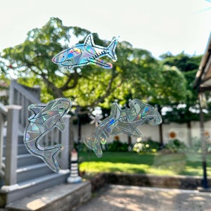 Rainbow Shark Window Clings | Reusable Removable Stained Glass ...