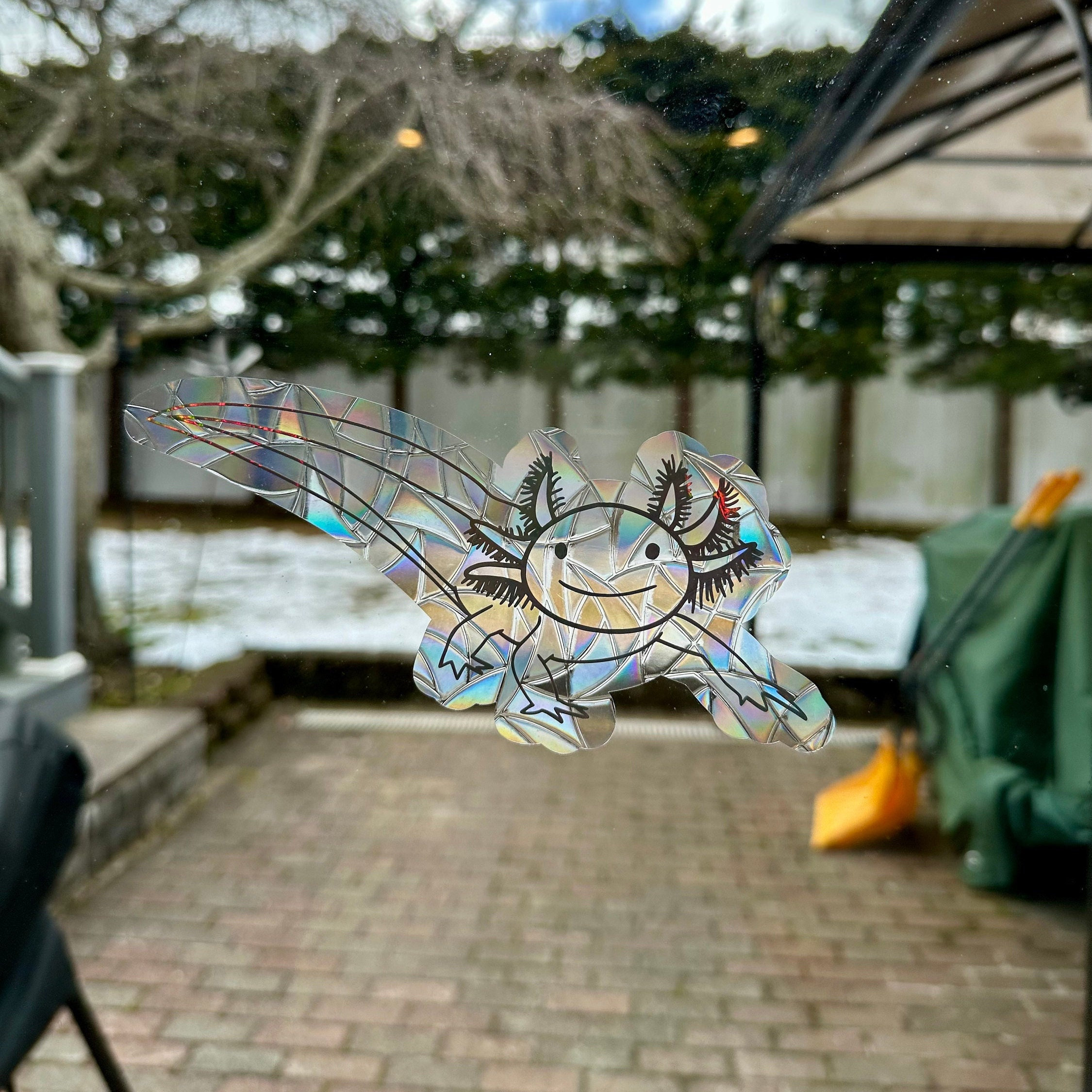 Rainbow Axolotl Window Clings | Reusable Removable Stained Glass ...