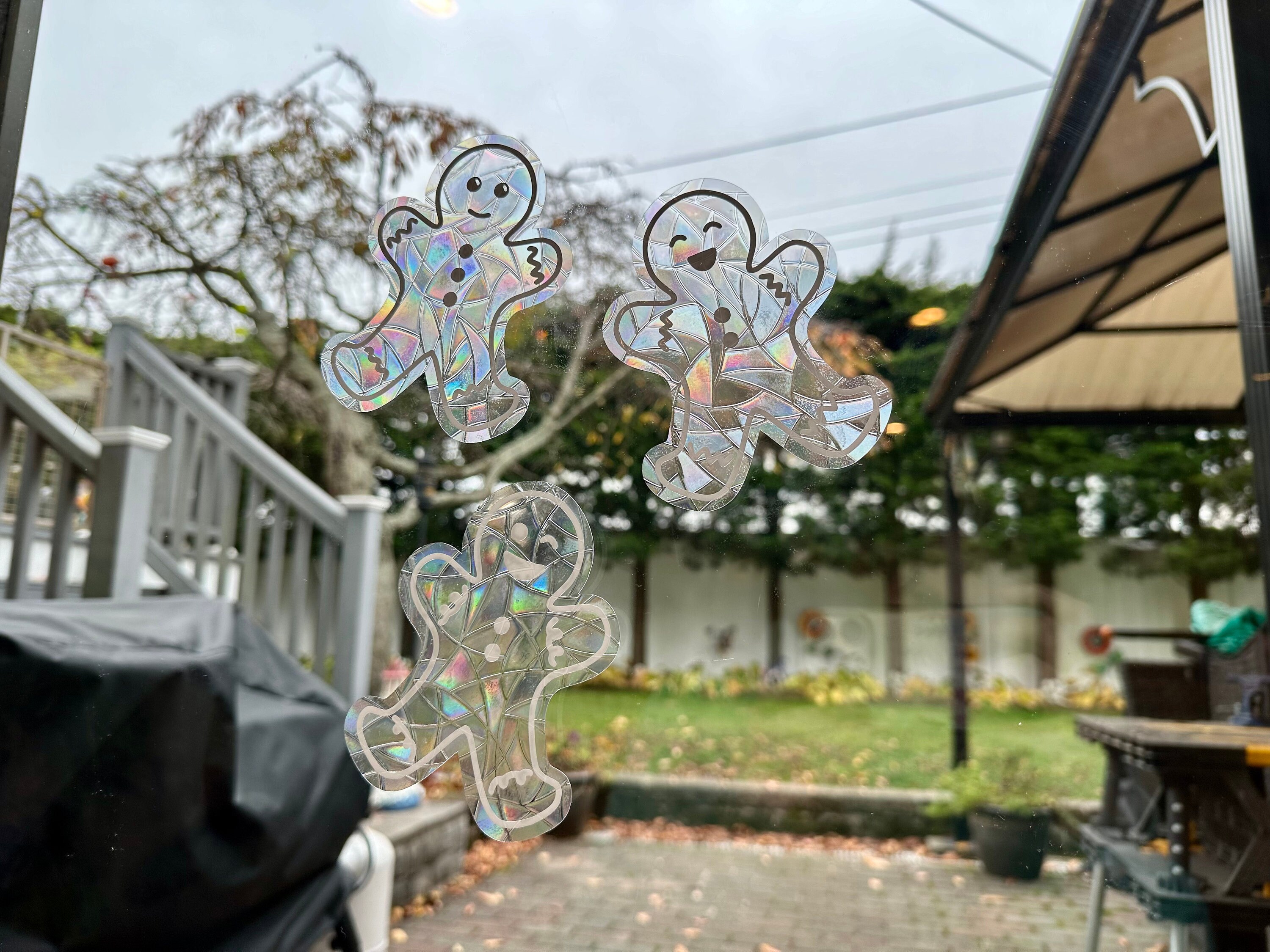 Gingerbread Suncatcher Window Clings | Reusable Removable Stained Glass ...