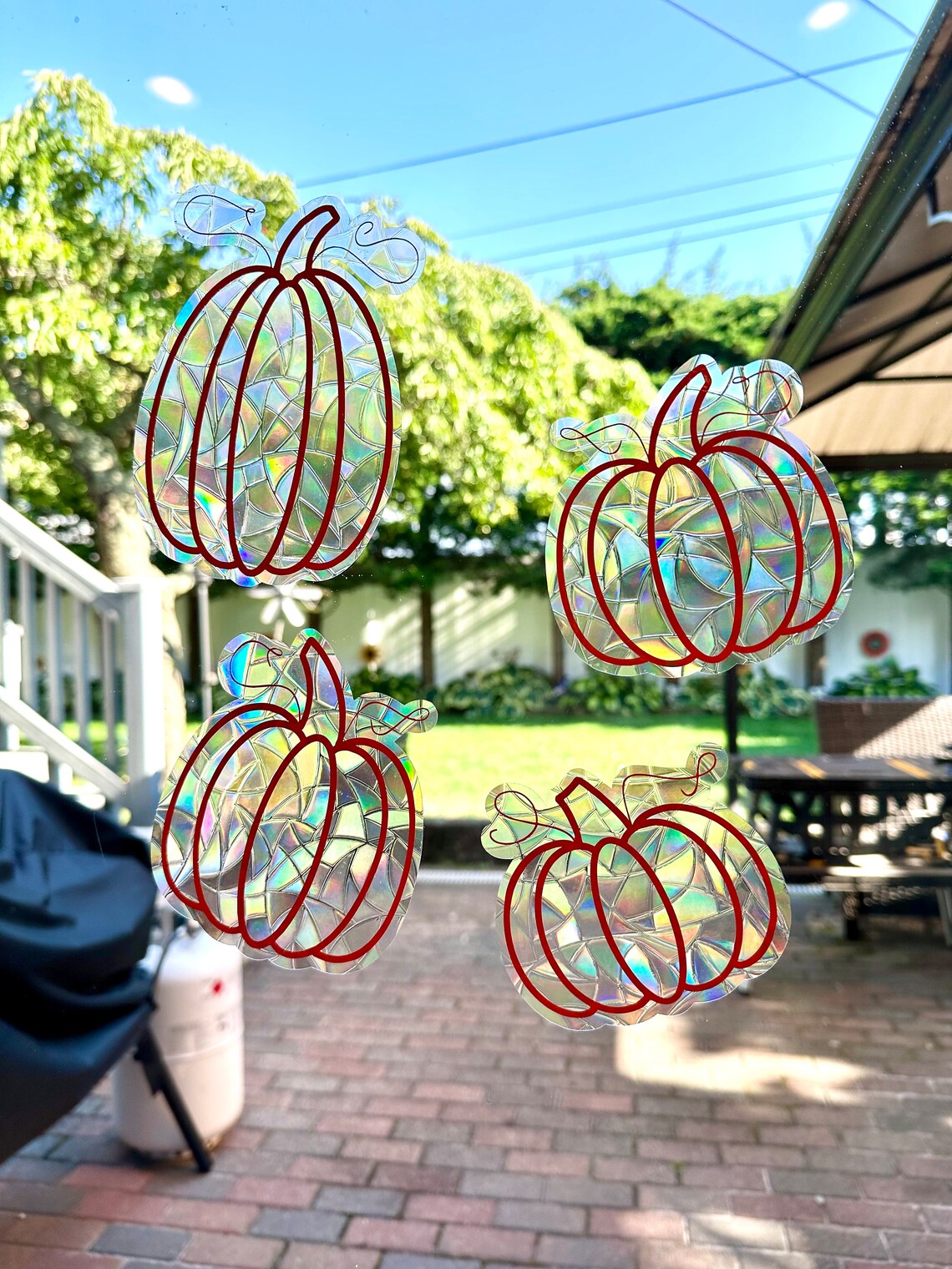 Pumpkin Window Clings Reusable Removable Stained Glass Suncatcher ...