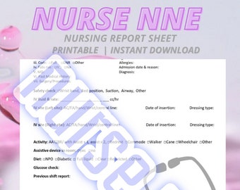 Nursing Report Sheet for 4 Patients (printable PDF) - Etsy